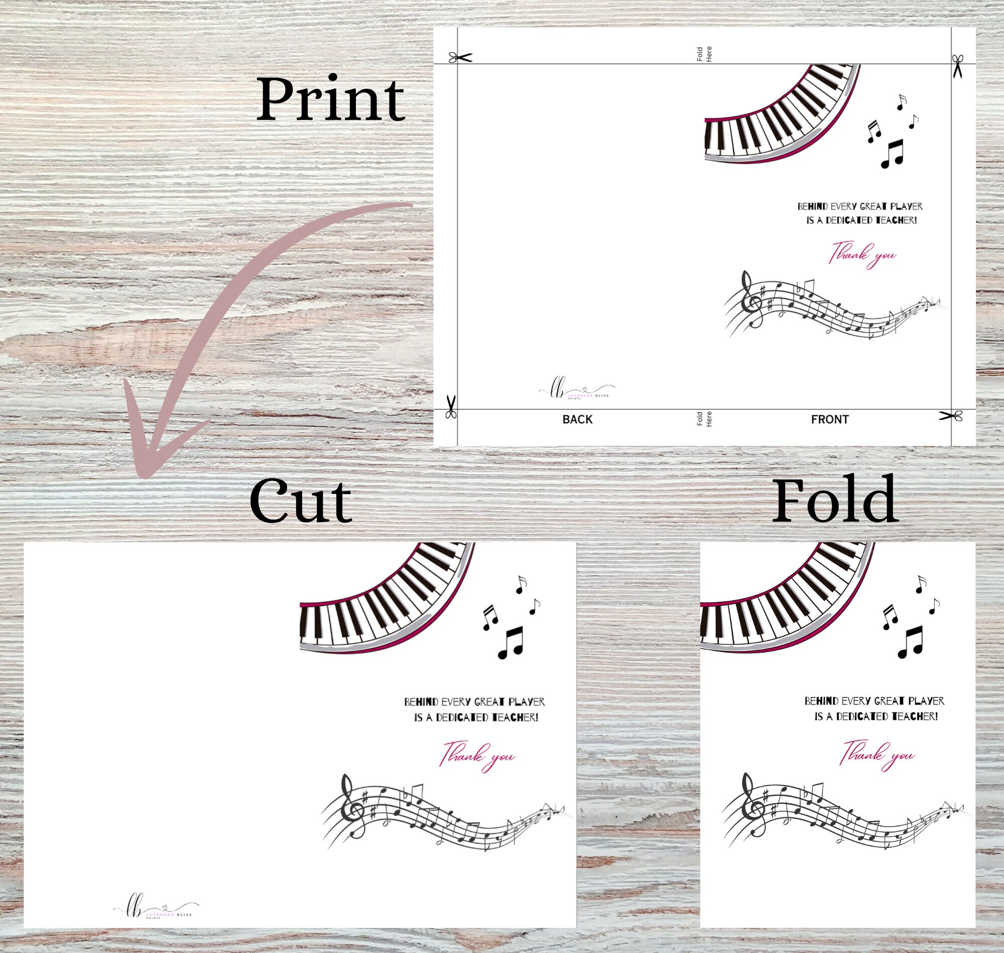 Piano Teacher Thank You Card | Musical Instructor Appreciation ...