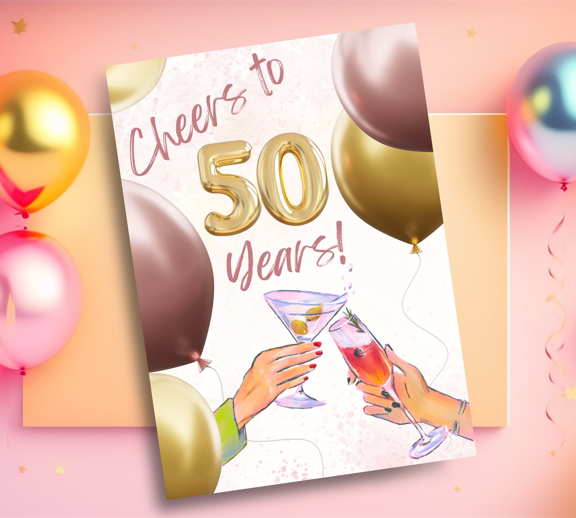 Printable 50th Birthday Card | 50 Years Birthday Card | Instant ...