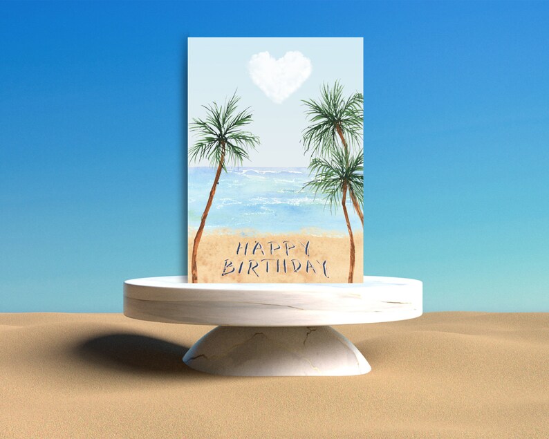Beach Birthday Card | Birthday at the Beach | Watercolor Art ...