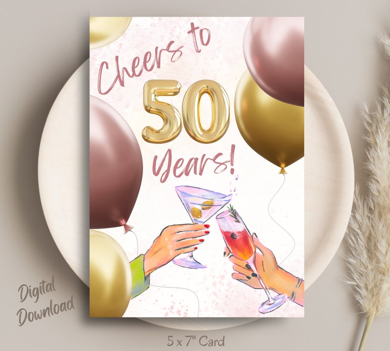 Printable 50th Birthday Card | 50 Years Birthday Card | Instant ...