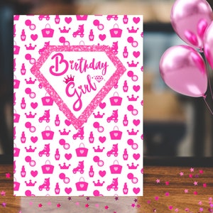 Glam Girl Birthday Card | Birthday Girl Greeting Card | Diamond ...
