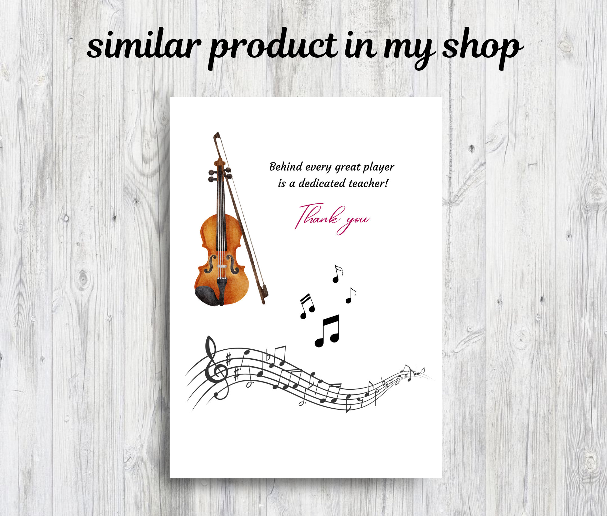 Piano Teacher Thank You Card | Musical Instructor Appreciation ...