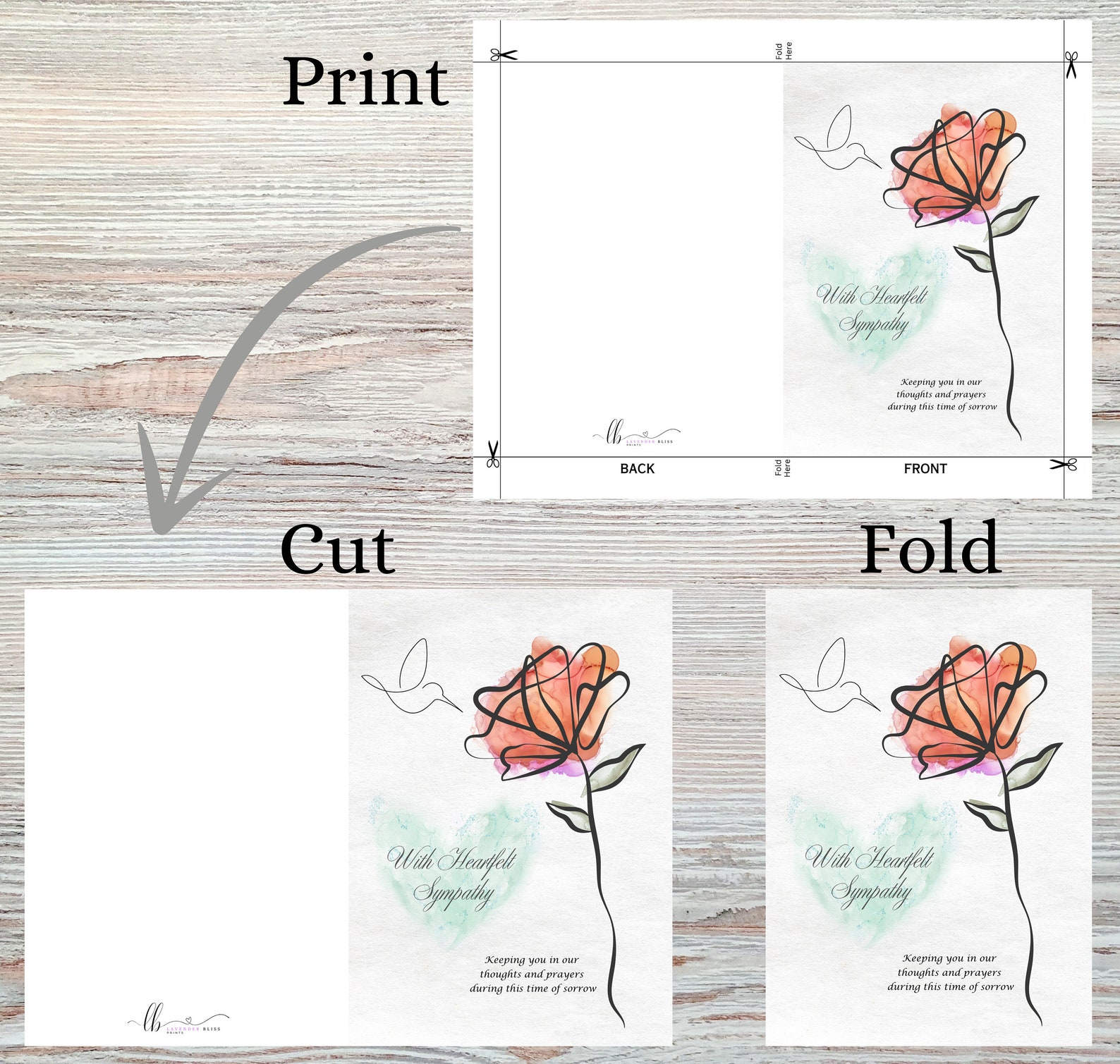 Sympathy Card | Thinking of You | Hand-painted Watercolor Flower and ...