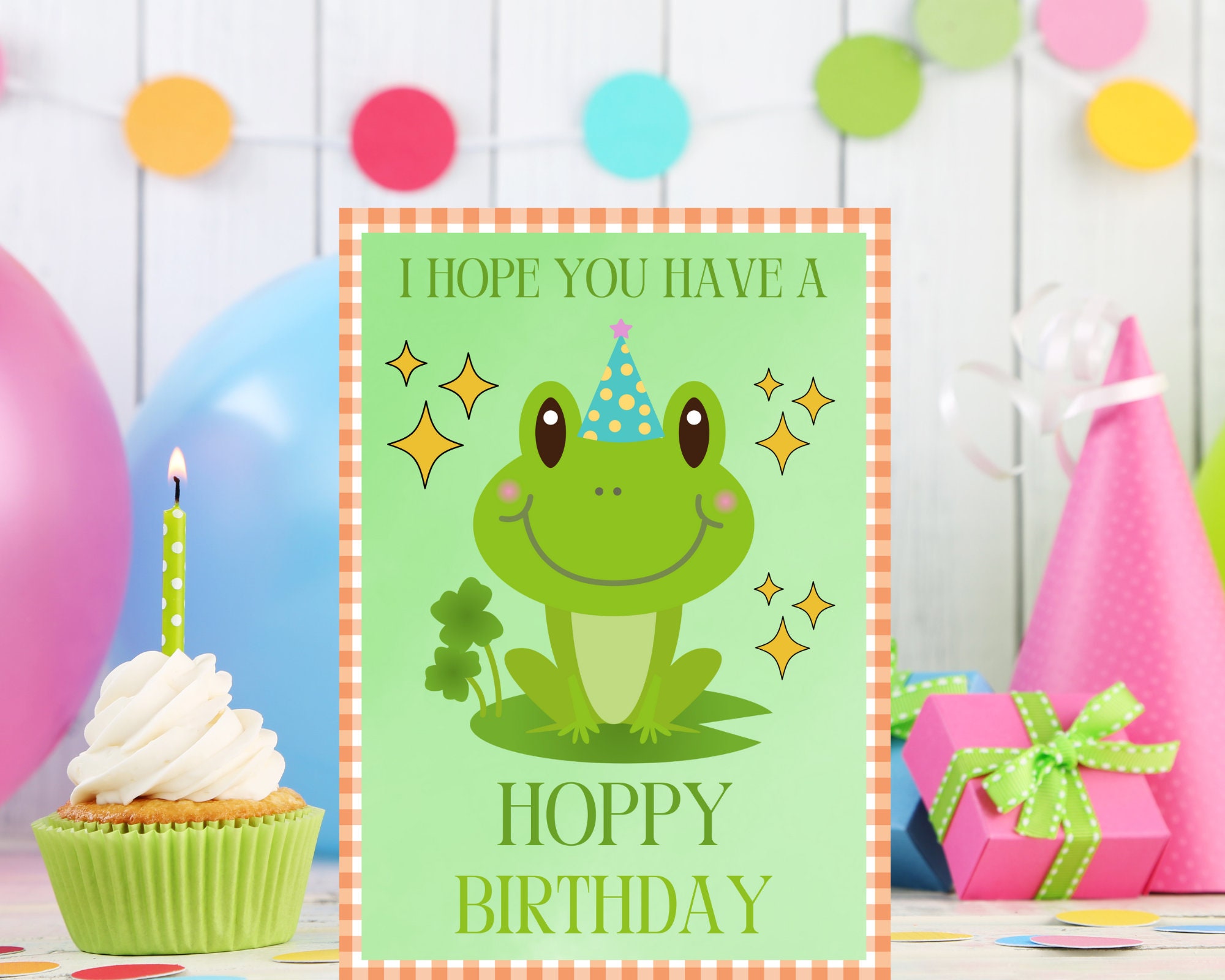 Frog Birthday Card Birthday Digital Greeting Card Hoppy Birthday ...