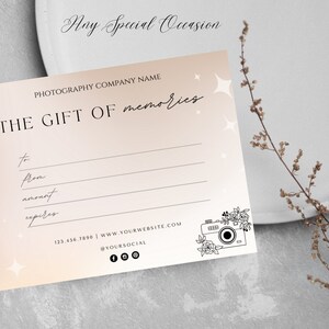 Photography Gift Certificate Editable Photo Session Gift Card Template ...