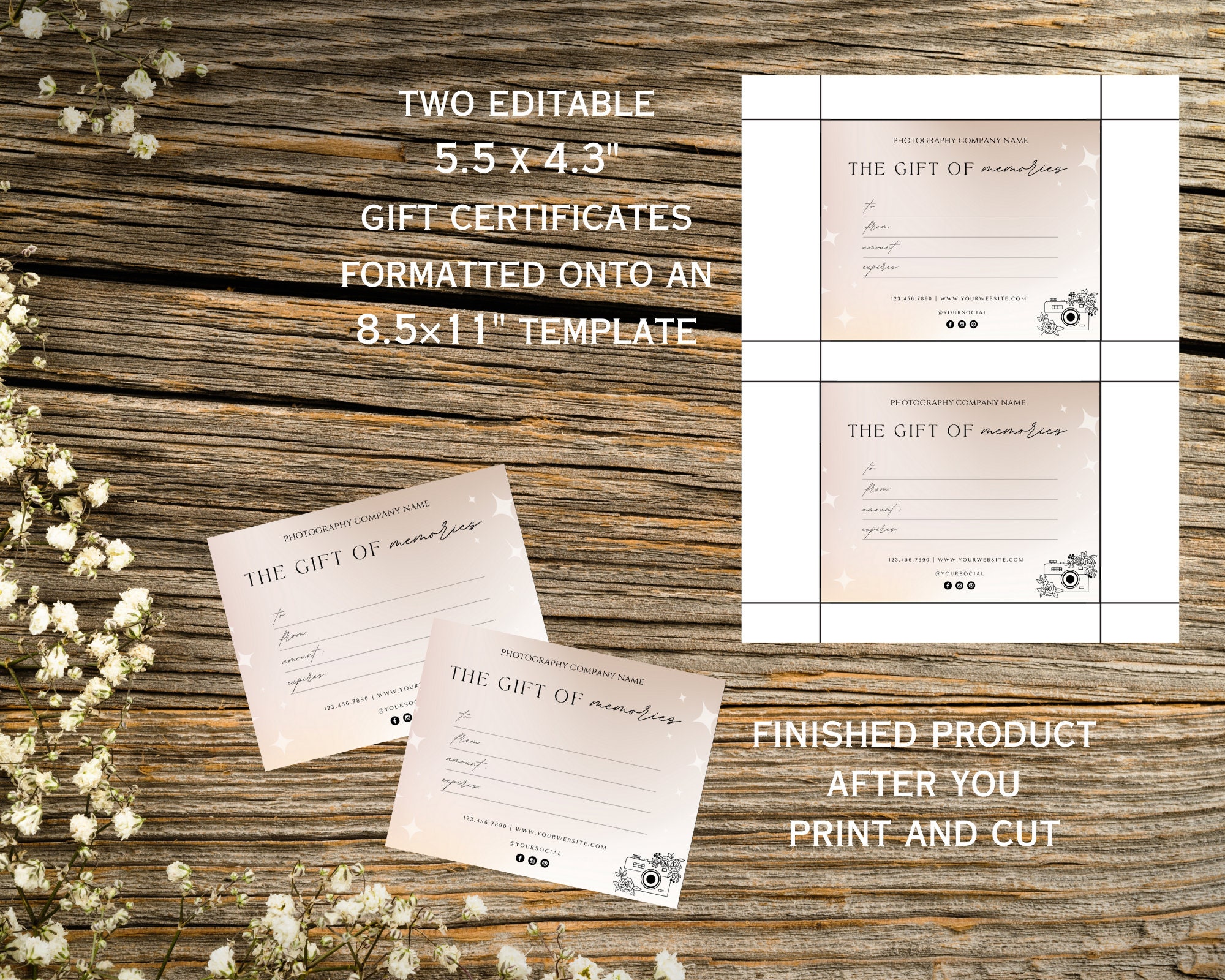 Photography Gift Certificate Editable Photo Session Gift Card Template ...