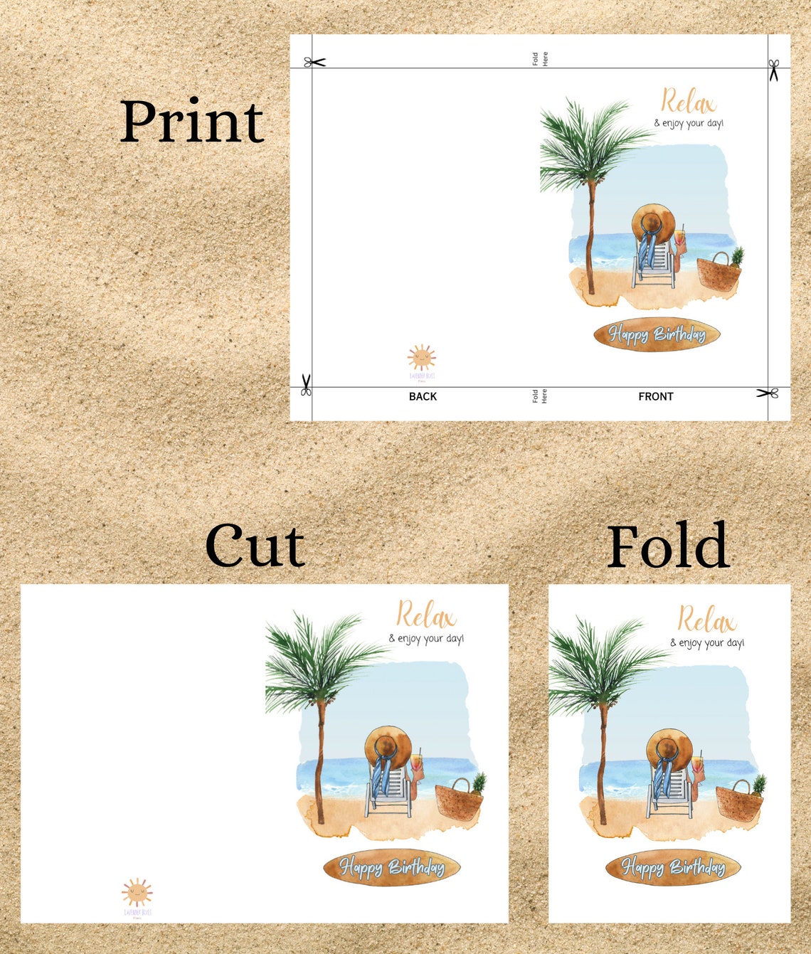 Beach Birthday Card | Happy Birthday Greeting | Watercolor Art ...