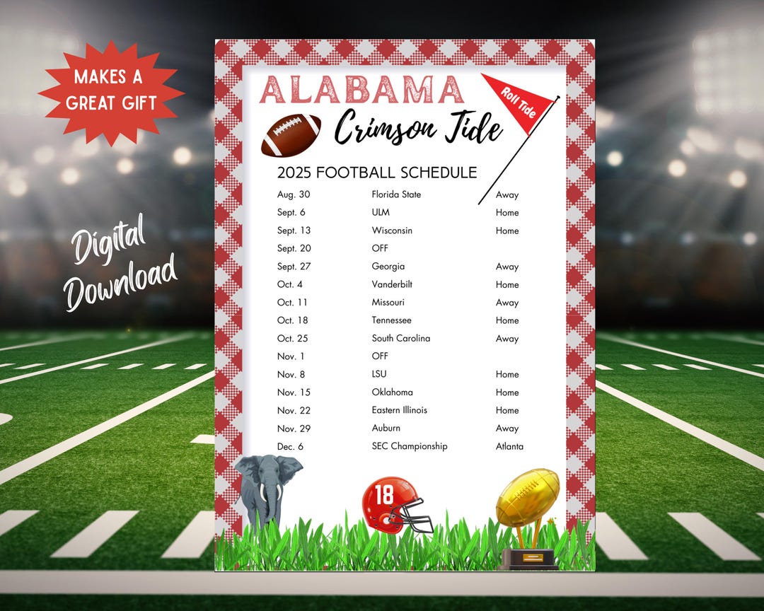 2025 Alabama Football Schedule | Alabama Football Games | Printable ...