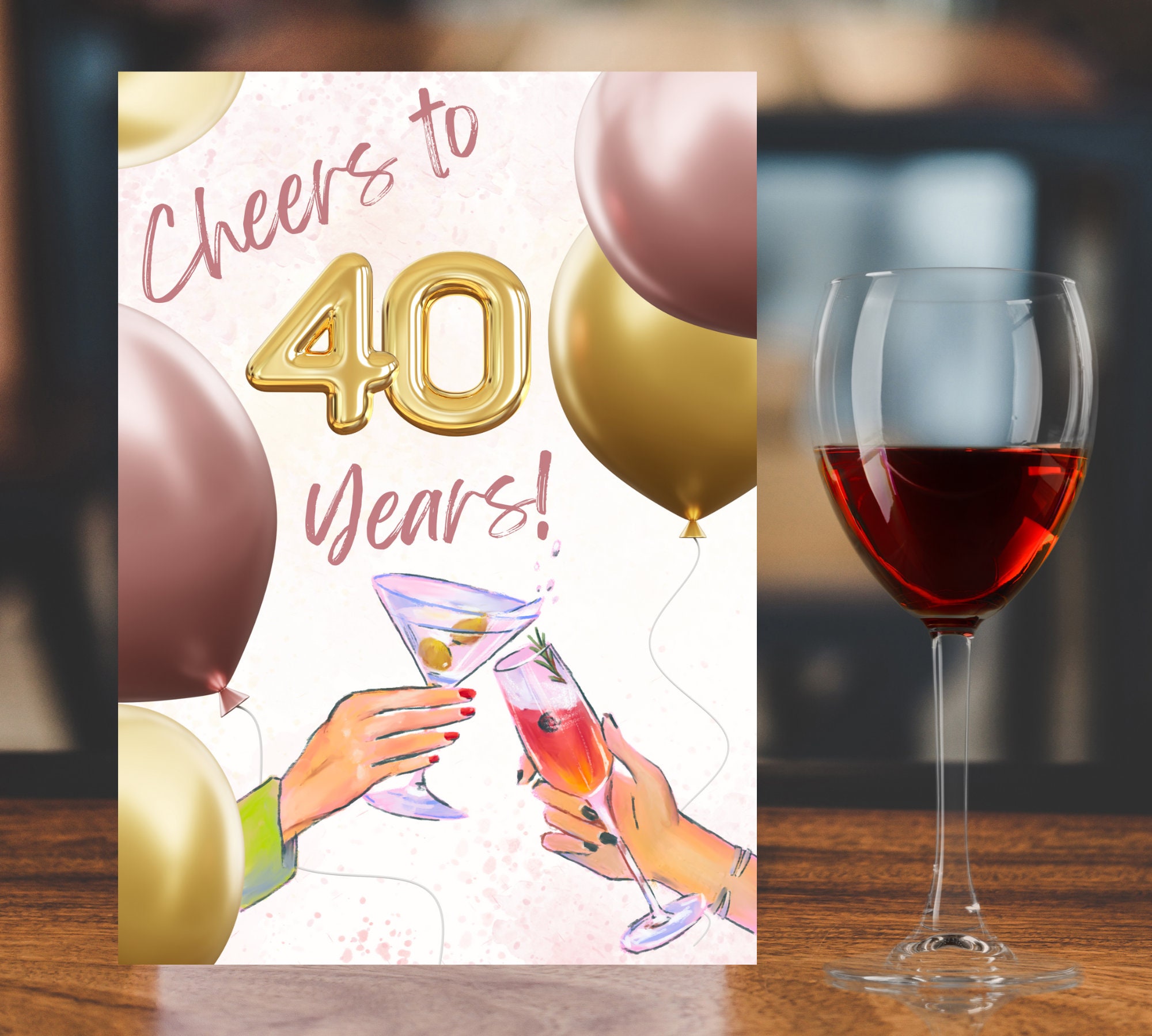 Printable 40th Birthday Card | 40 Years Birthday Card | Instant ...