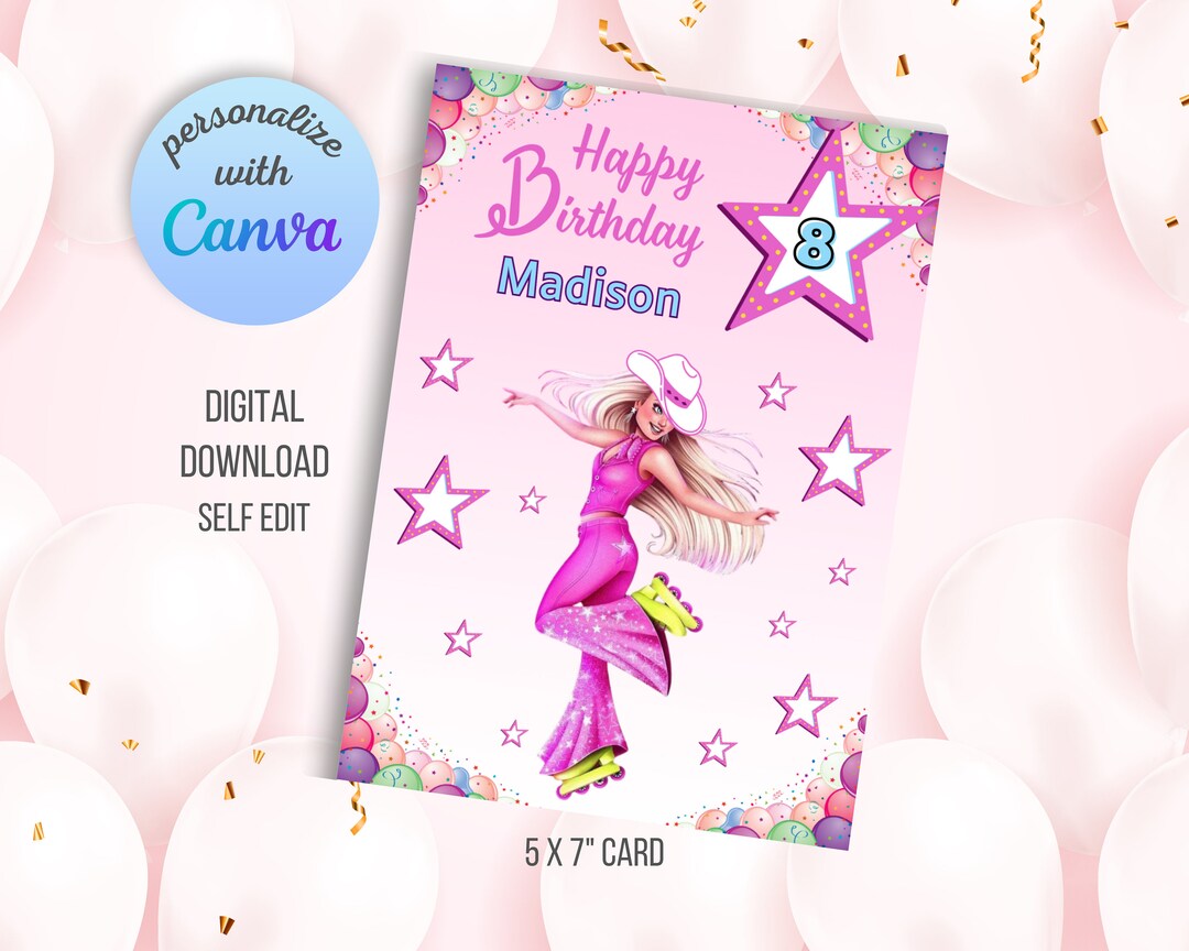 Glam Girl Birthday Card | Personalized Birthday Greeting | Editable ...