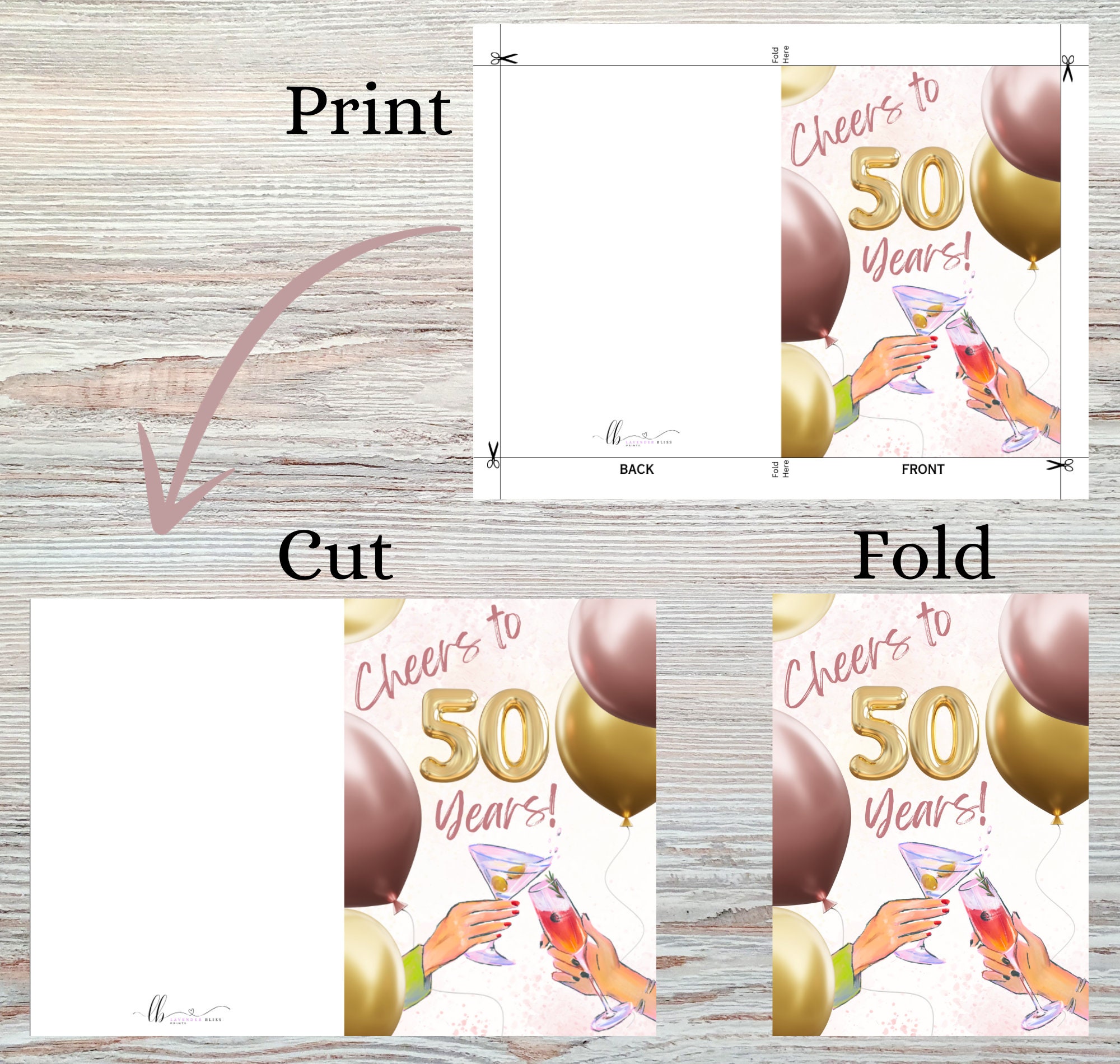Printable 50th Birthday Card | 50 Years Birthday Card | Instant ...