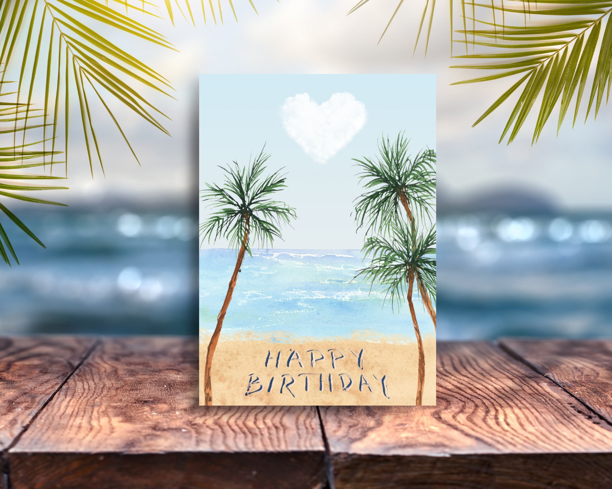 Beach Birthday Card | Birthday at the Beach | Watercolor Art ...