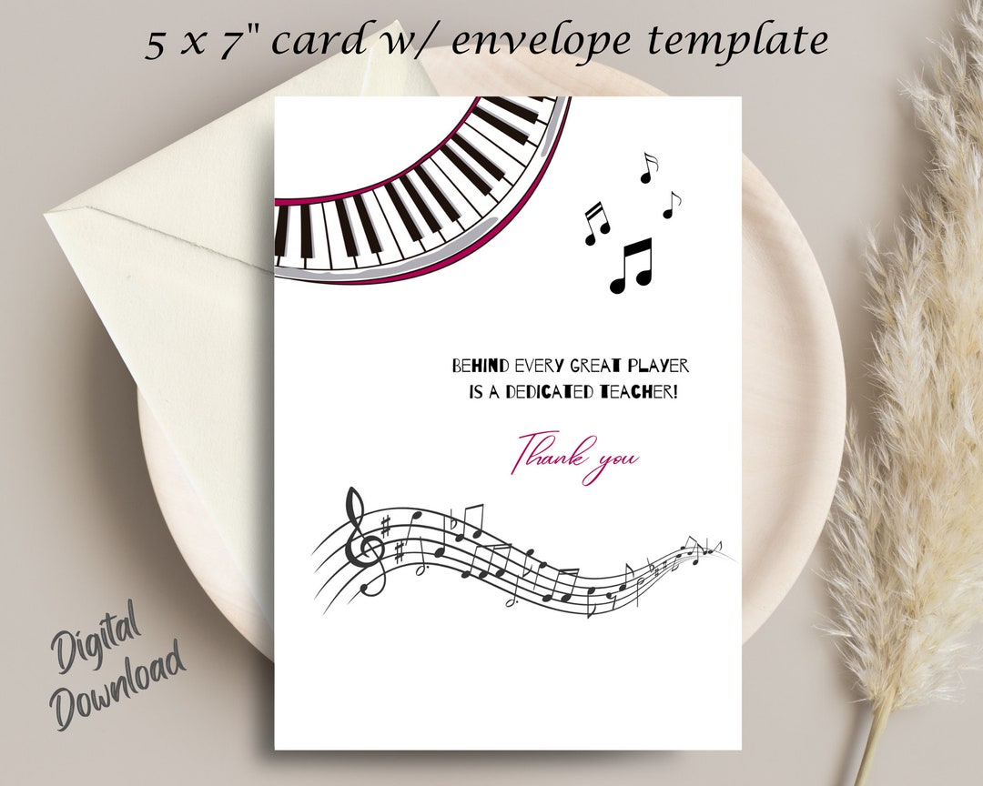 Piano Teacher Thank You Card | Musical Instructor Appreciation ...