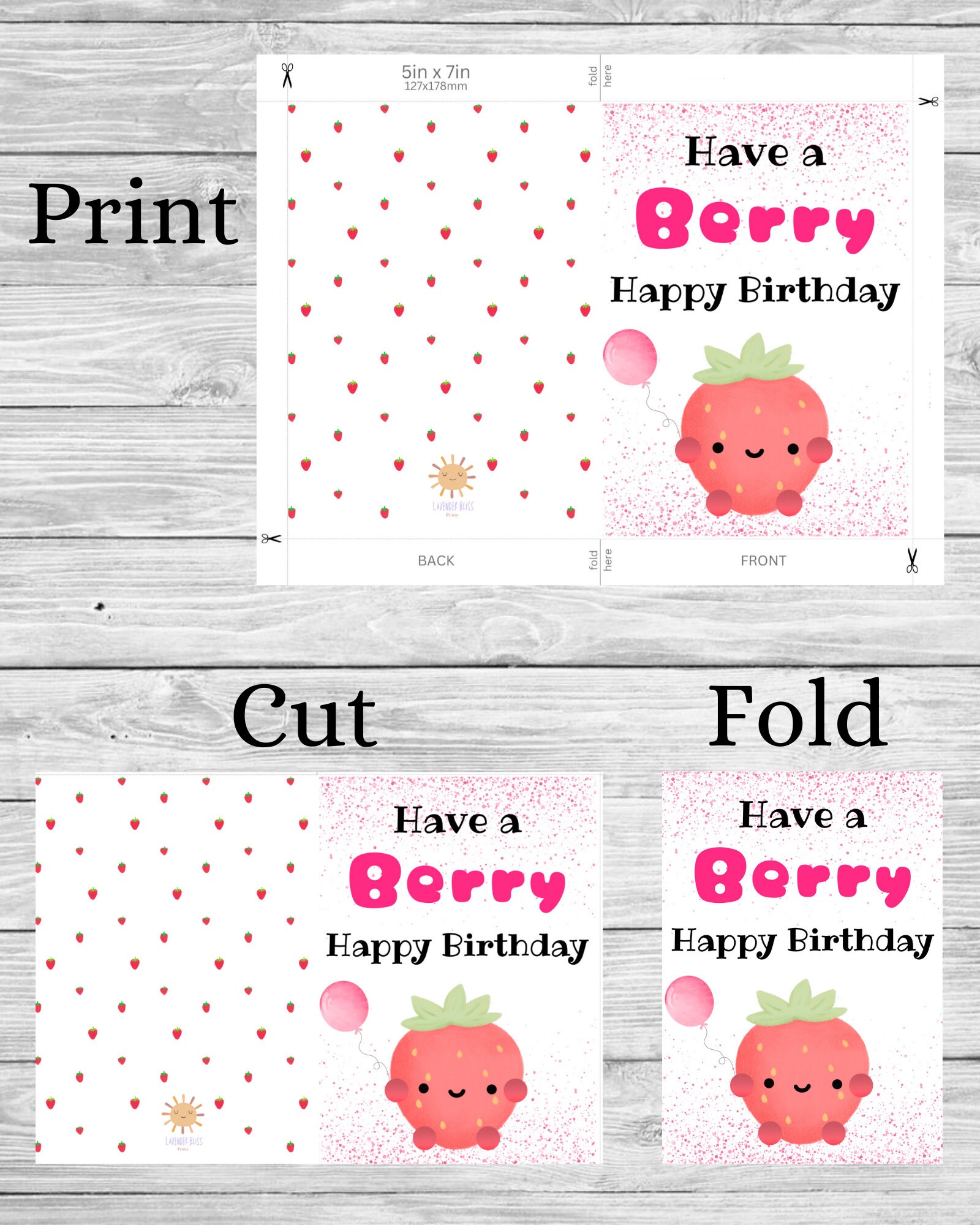 Strawberry Birthday Card Kid's Birthday Card Have a - Etsy