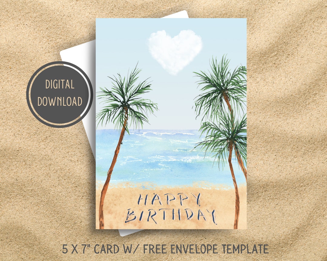 Beach Birthday Card | Birthday at the Beach | Watercolor Art ...