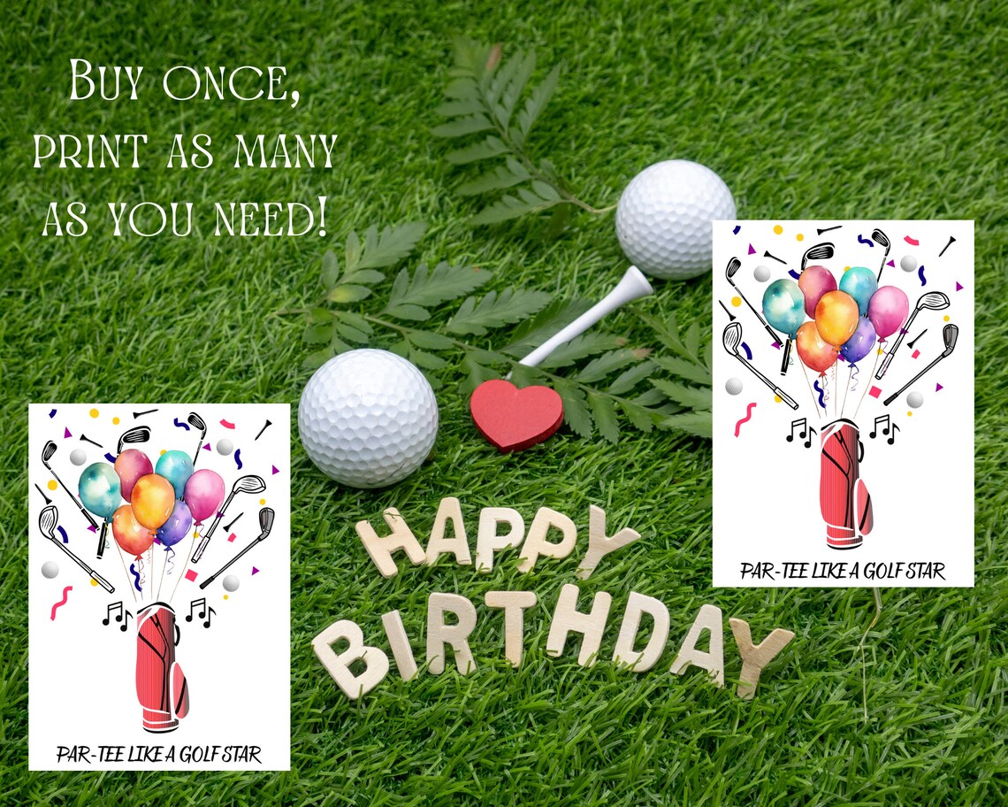 Golf Birthday Card Par-tee Like a Golf Star Instant Download Printable ...
