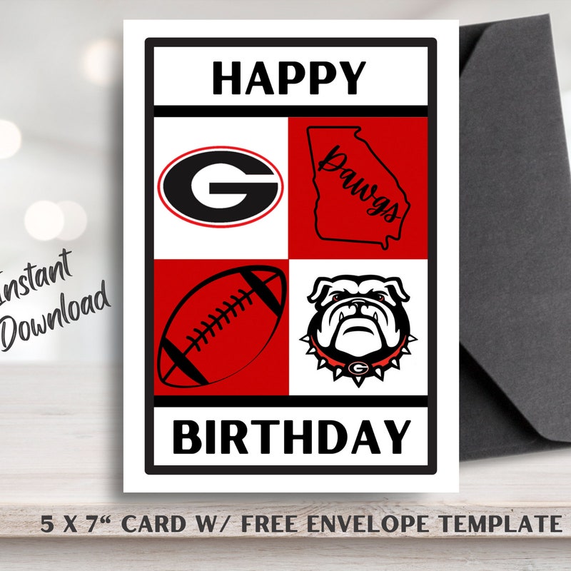 Georgia Bulldogs Birthday Card - Etsy