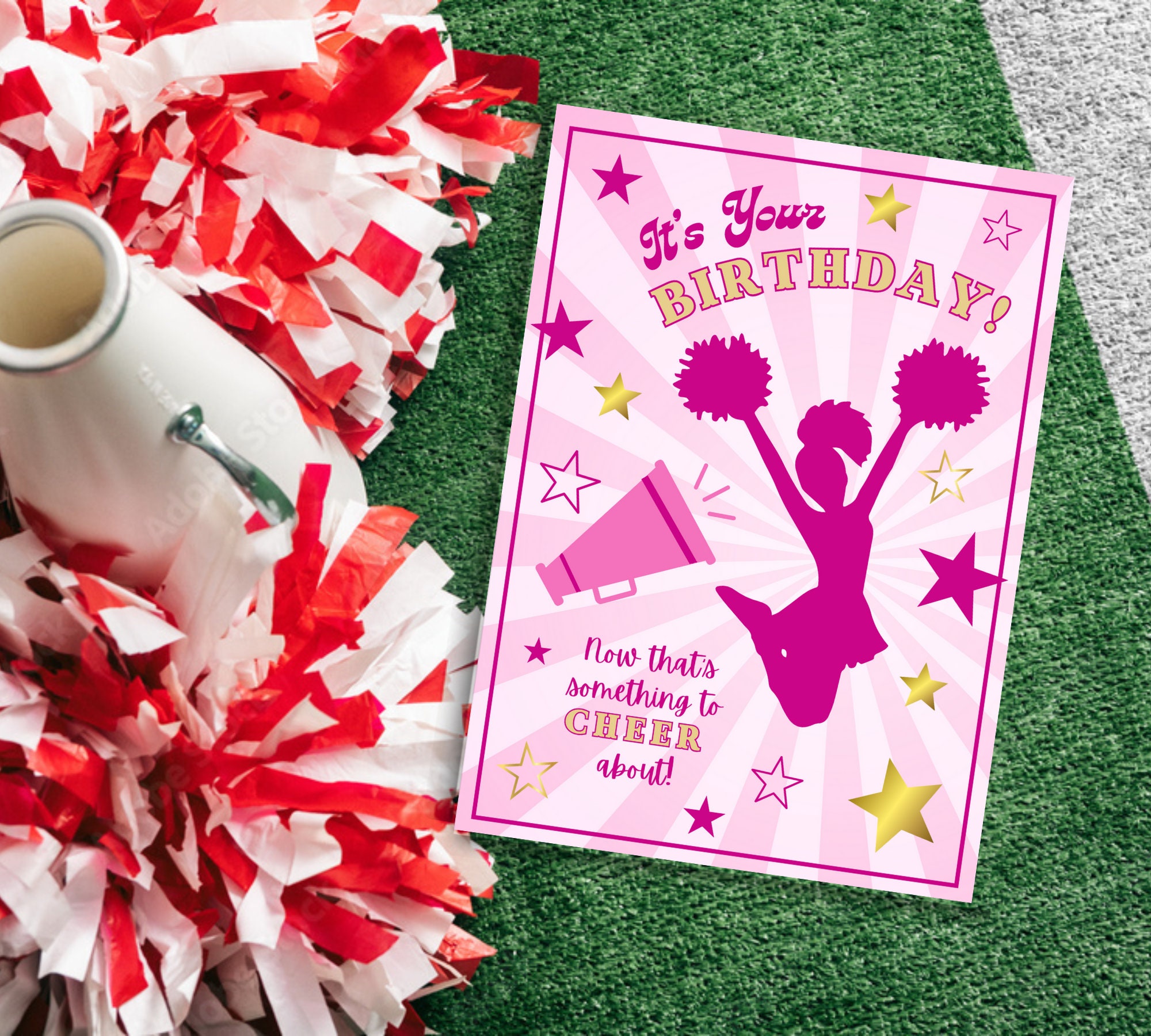 Cheerleader Birthday Card | Printable Birthday Greeting | Birthday ...