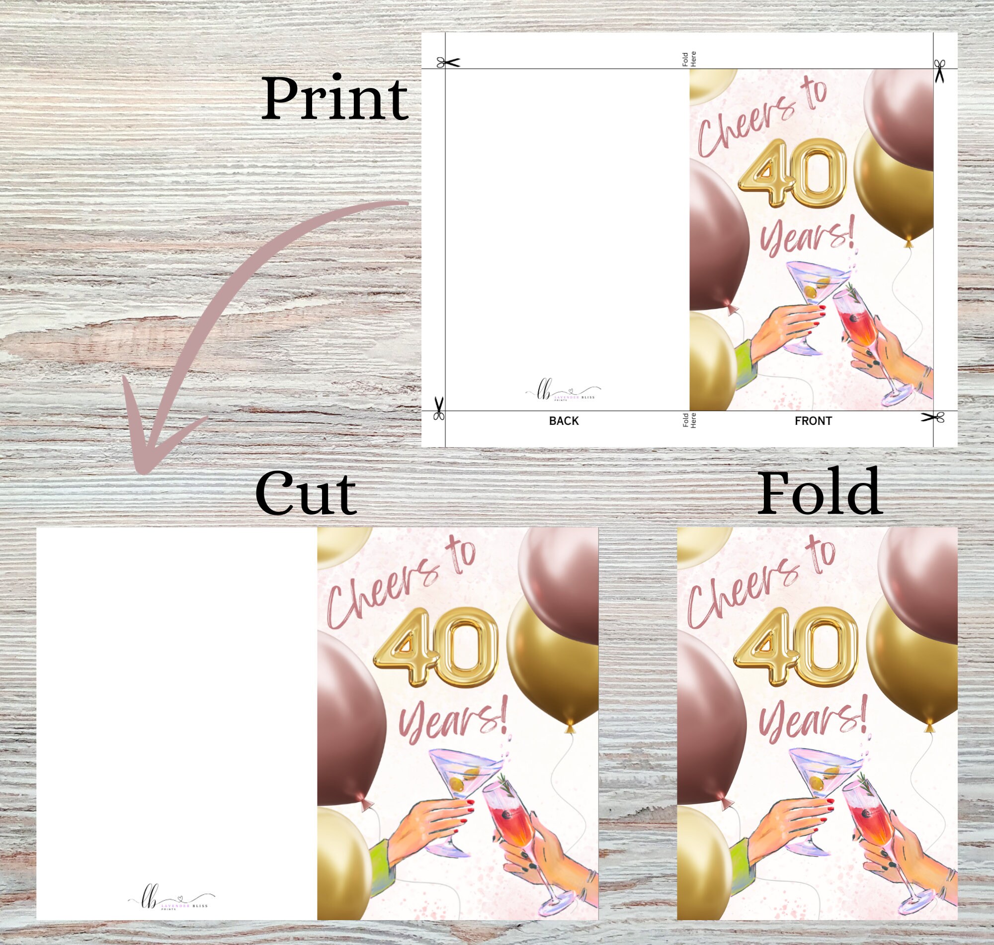 Printable 40th Birthday Card | 40 Years Birthday Card | Instant ...