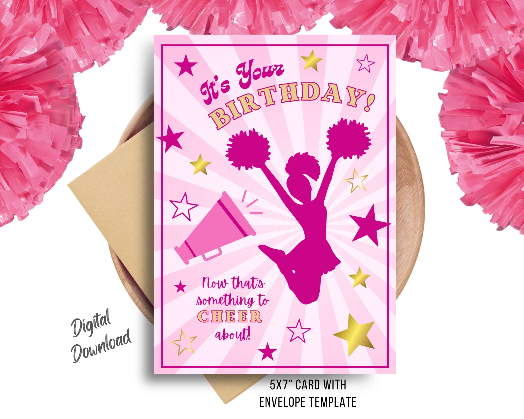 Cheerleader Birthday Card | Printable Birthday Greeting | Birthday ...