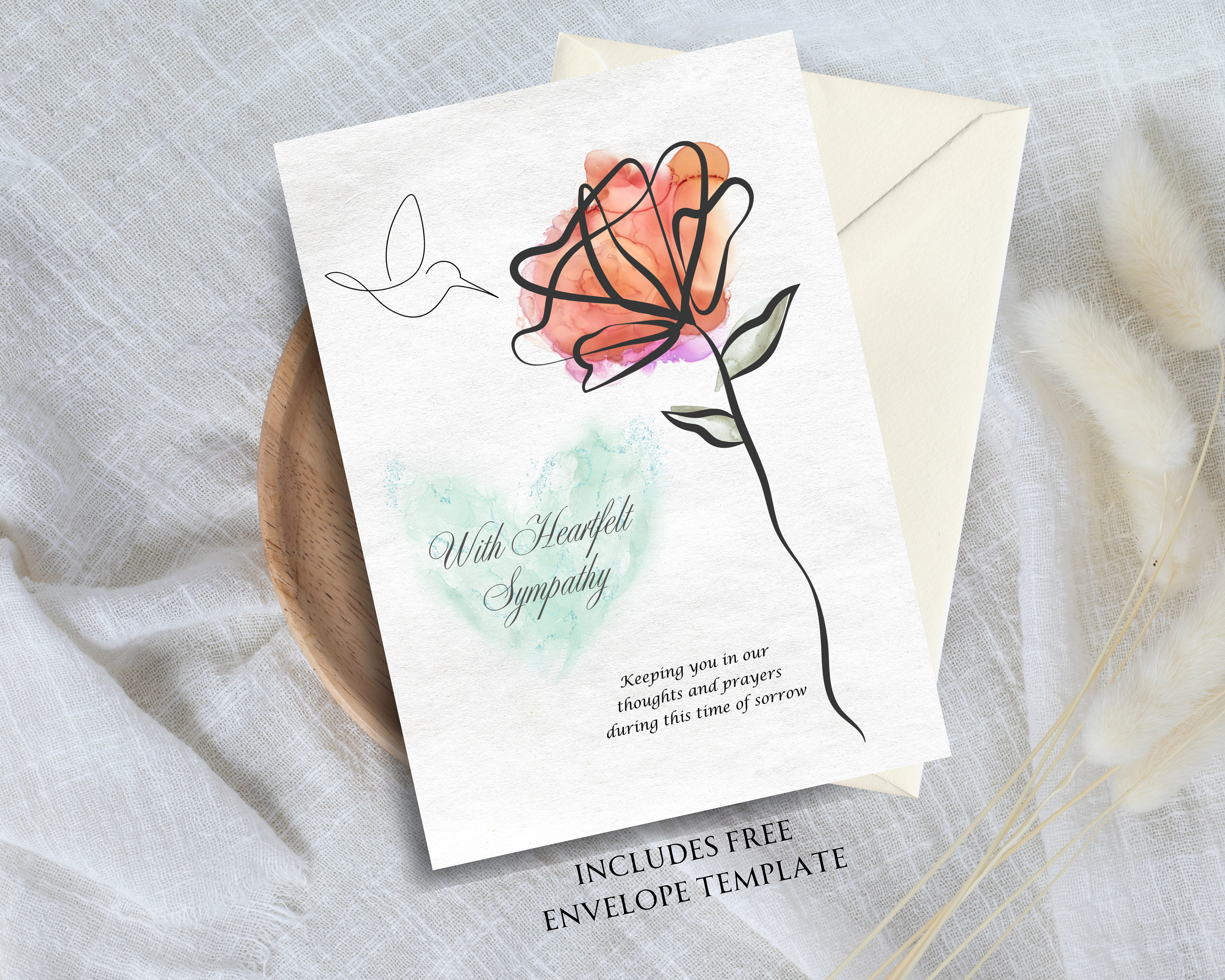 Sympathy Card | Thinking of You | Hand-painted Watercolor Flower and ...