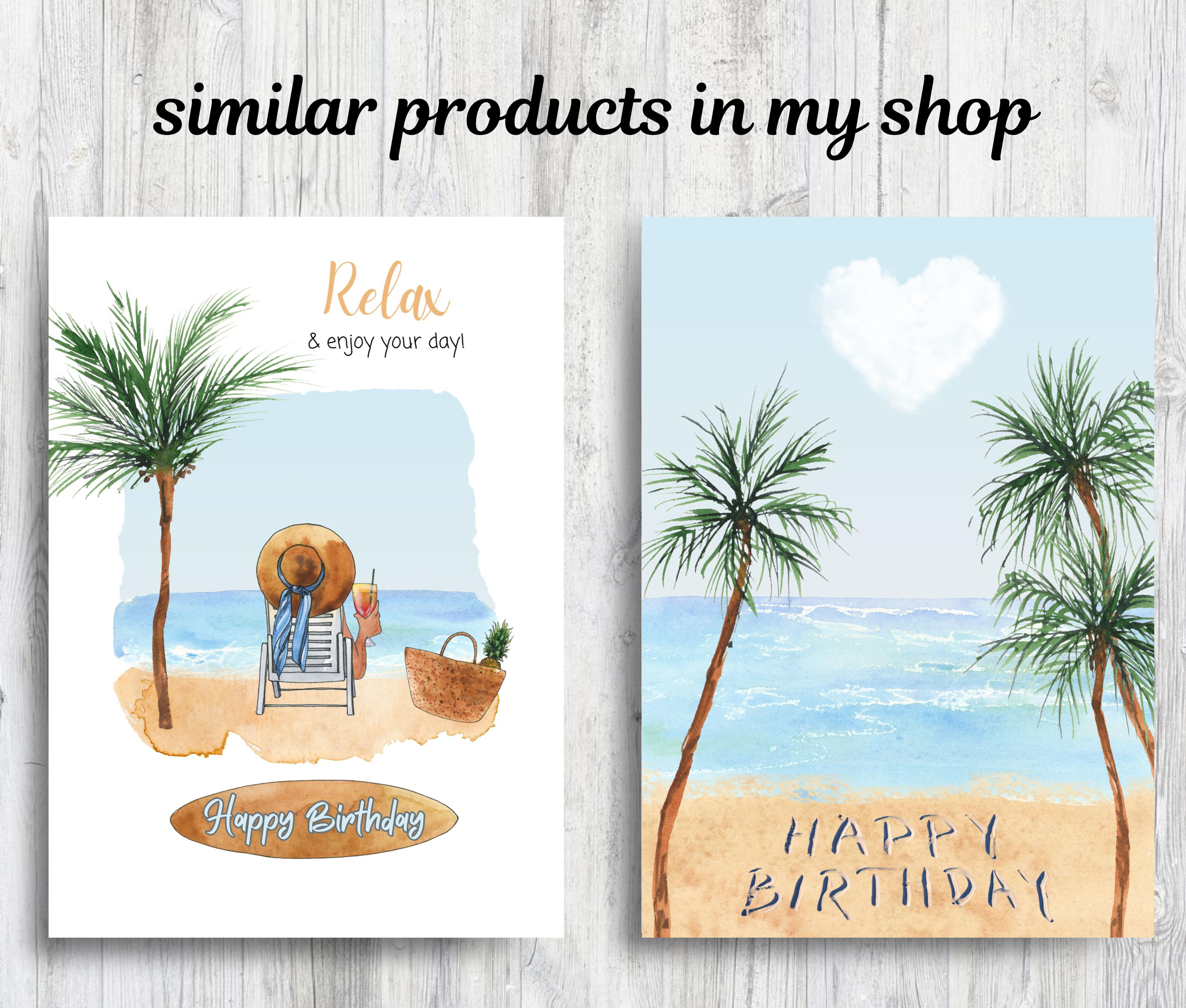Good Vibes Beach Birthday Card | Vintage Beach Greeting | Surfing ...