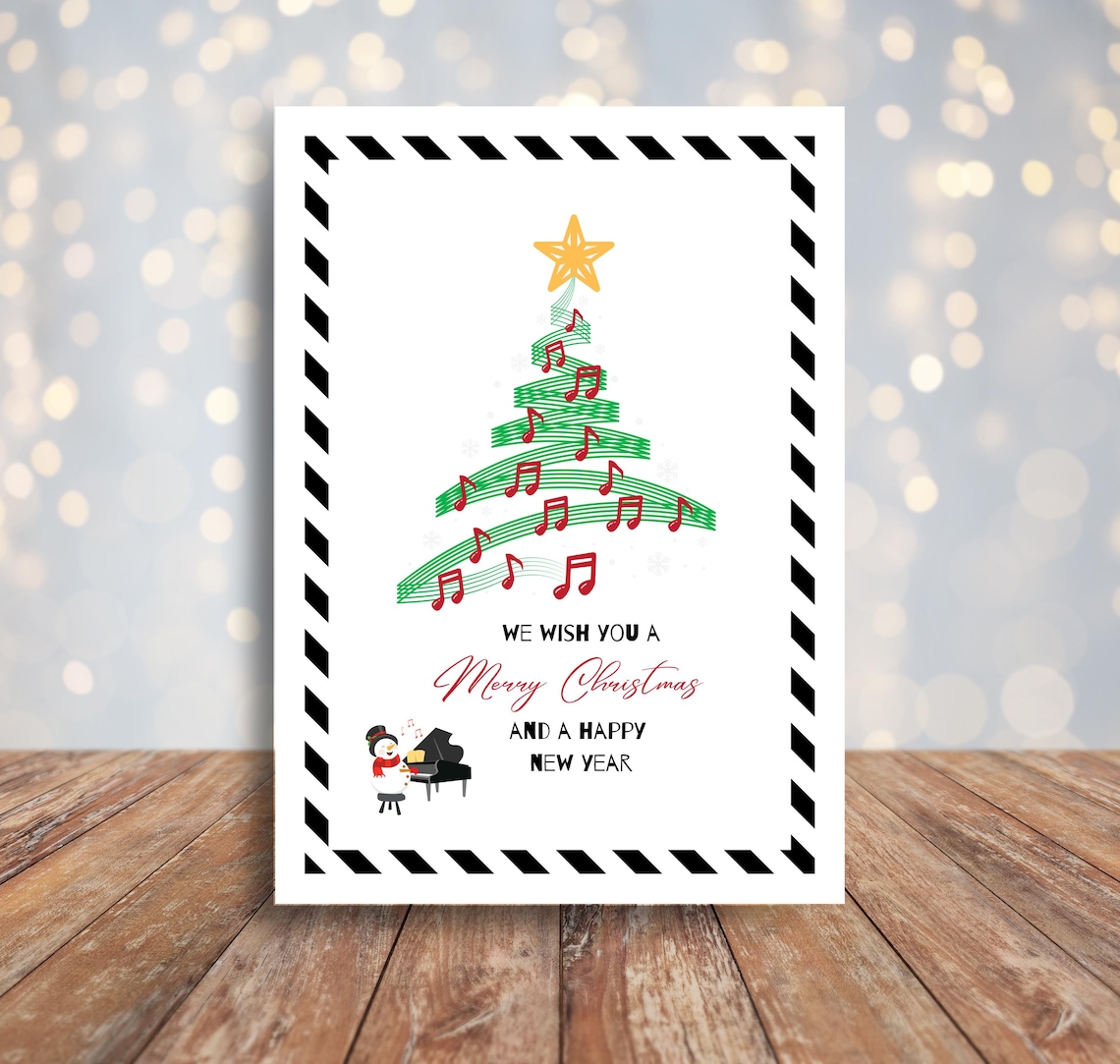 Piano Teacher Christmas Card | Musical Instructor Appreciation Gift ...