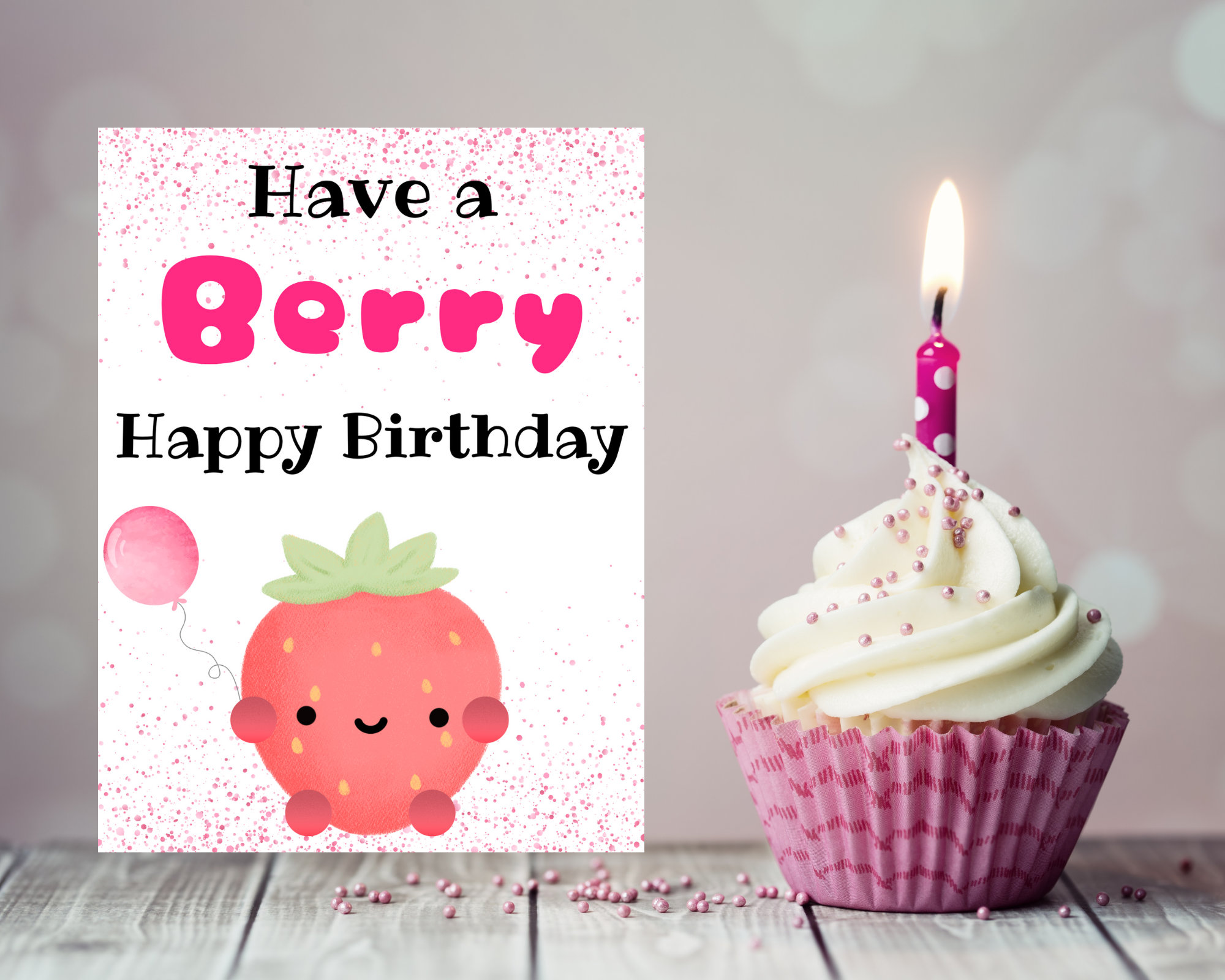 Strawberry Birthday Card Kid's Birthday Card Have a - Etsy