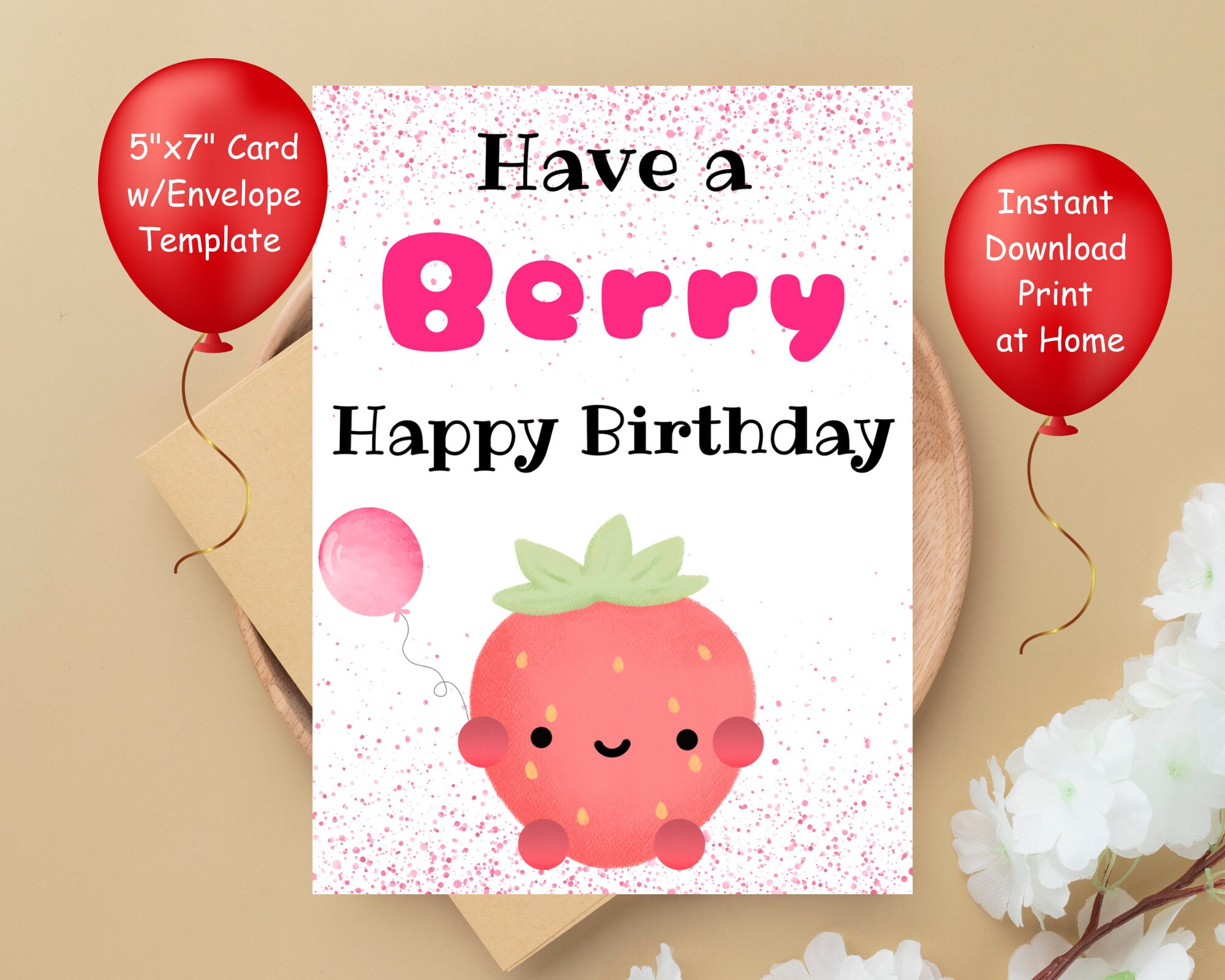 Strawberry Birthday Card Kid's Birthday Card Have a - Etsy