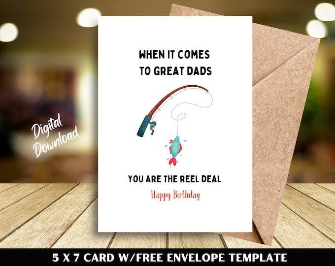 Printable Dad Birthday Card, Funny Fish Birthday Card Dad, Fishing ...