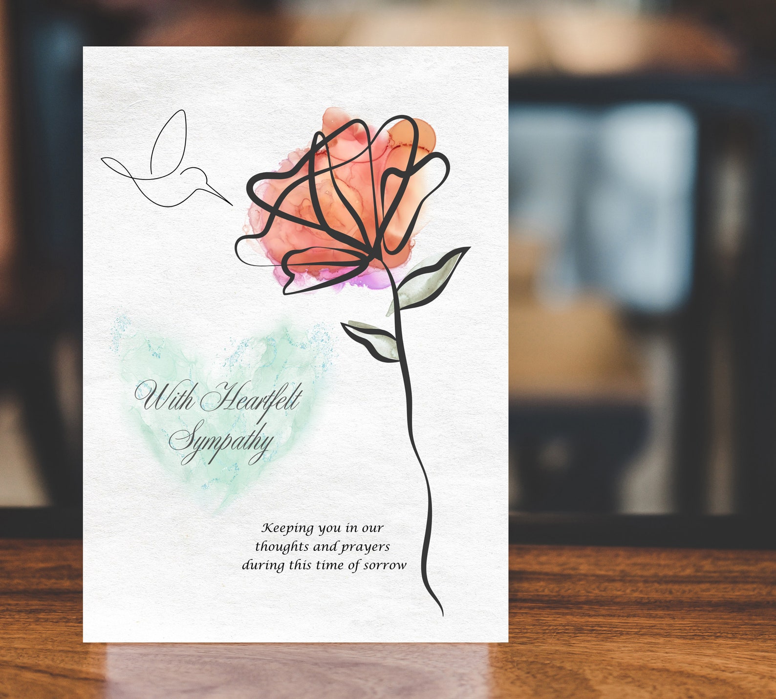 Sympathy Card | Thinking of You | Hand-painted Watercolor Flower and ...
