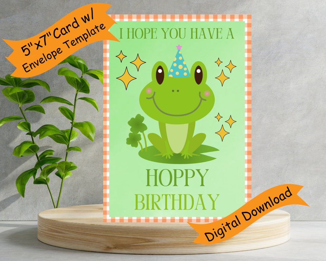 Frog Birthday Card Birthday Digital Greeting Card Hoppy Birthday ...