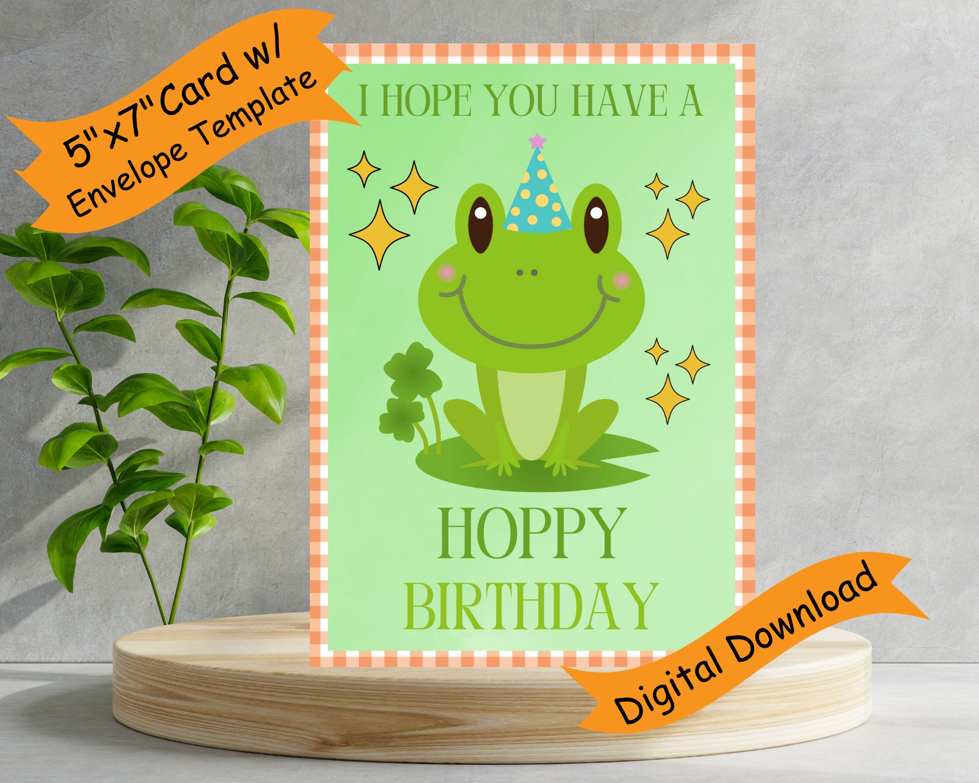 Frog Birthday Card Birthday Digital Greeting Card Hoppy Birthday ...