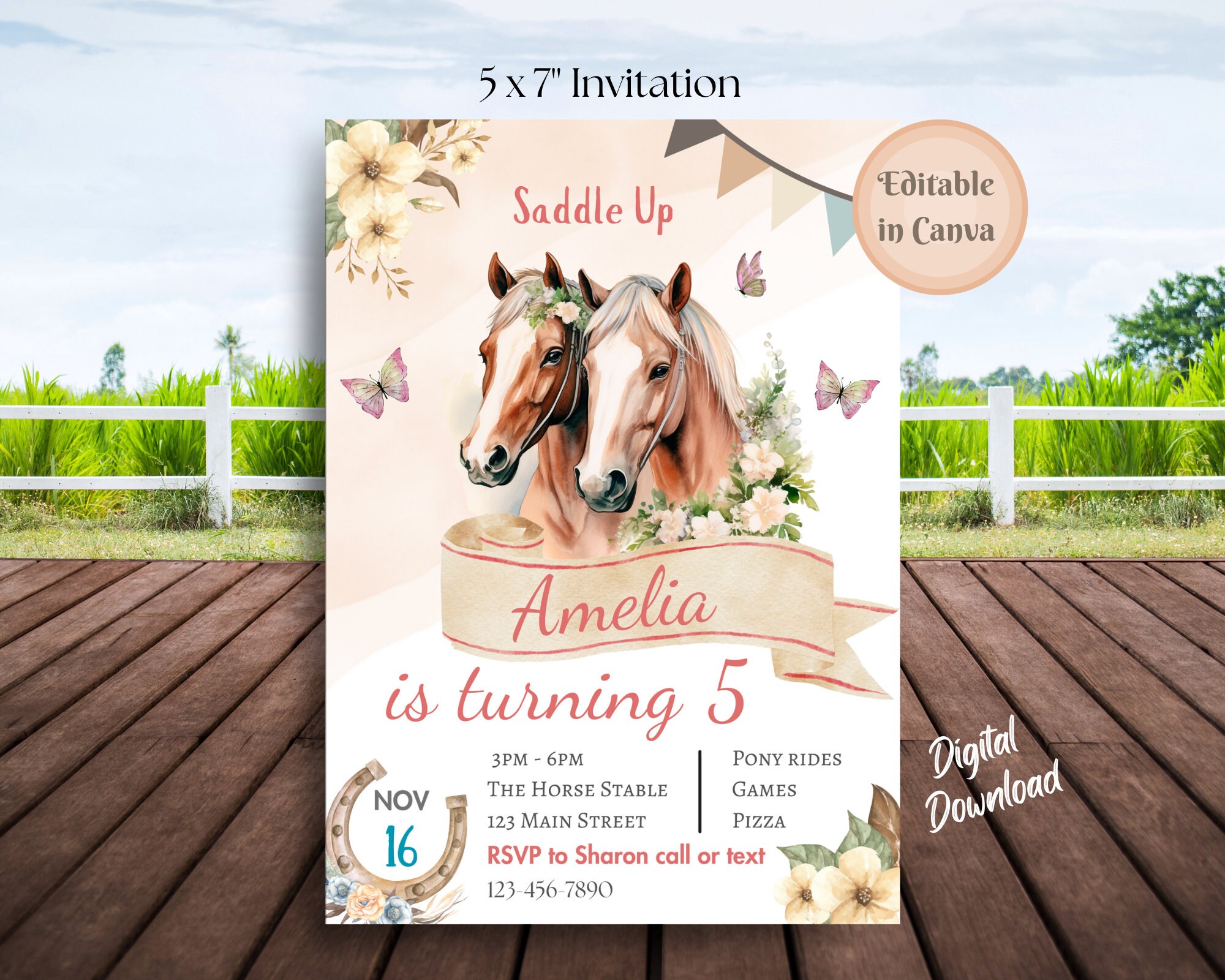 Pony Party Birthday Invitation | Horseback Riding Party | Instant ...