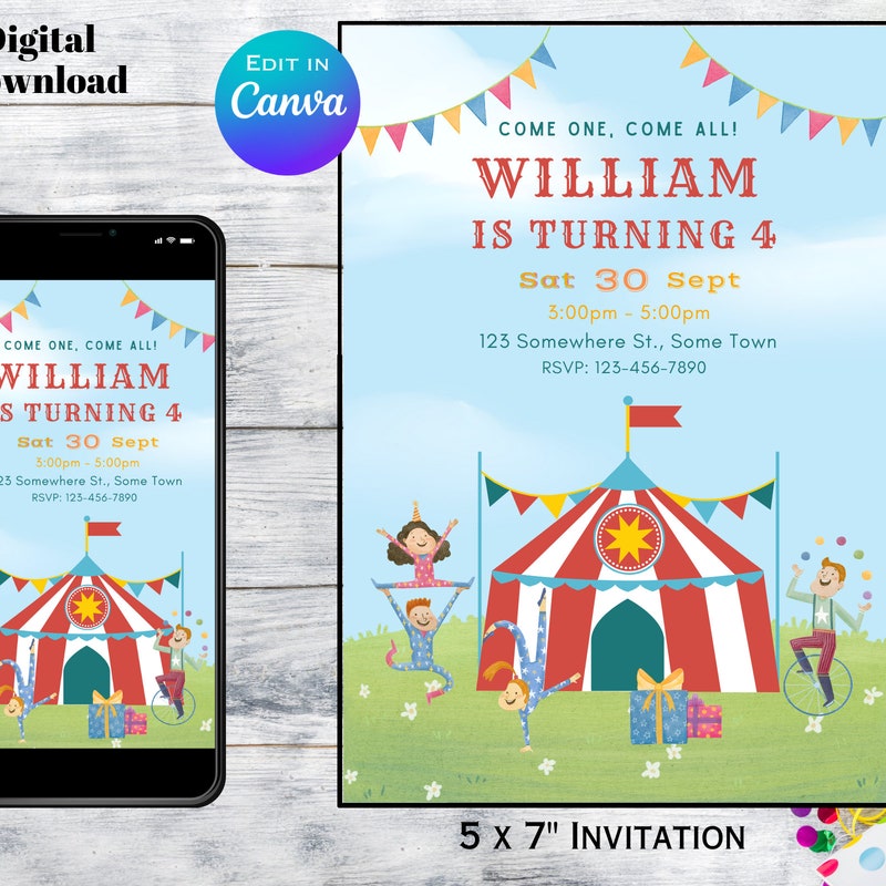 Circus Tent Invitation - Etsy