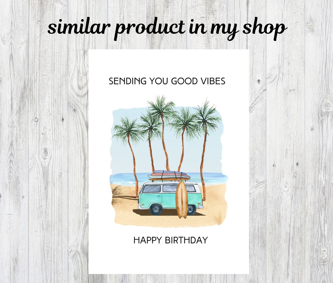 Beach Birthday Card | Happy Birthday Greeting | Watercolor Art ...