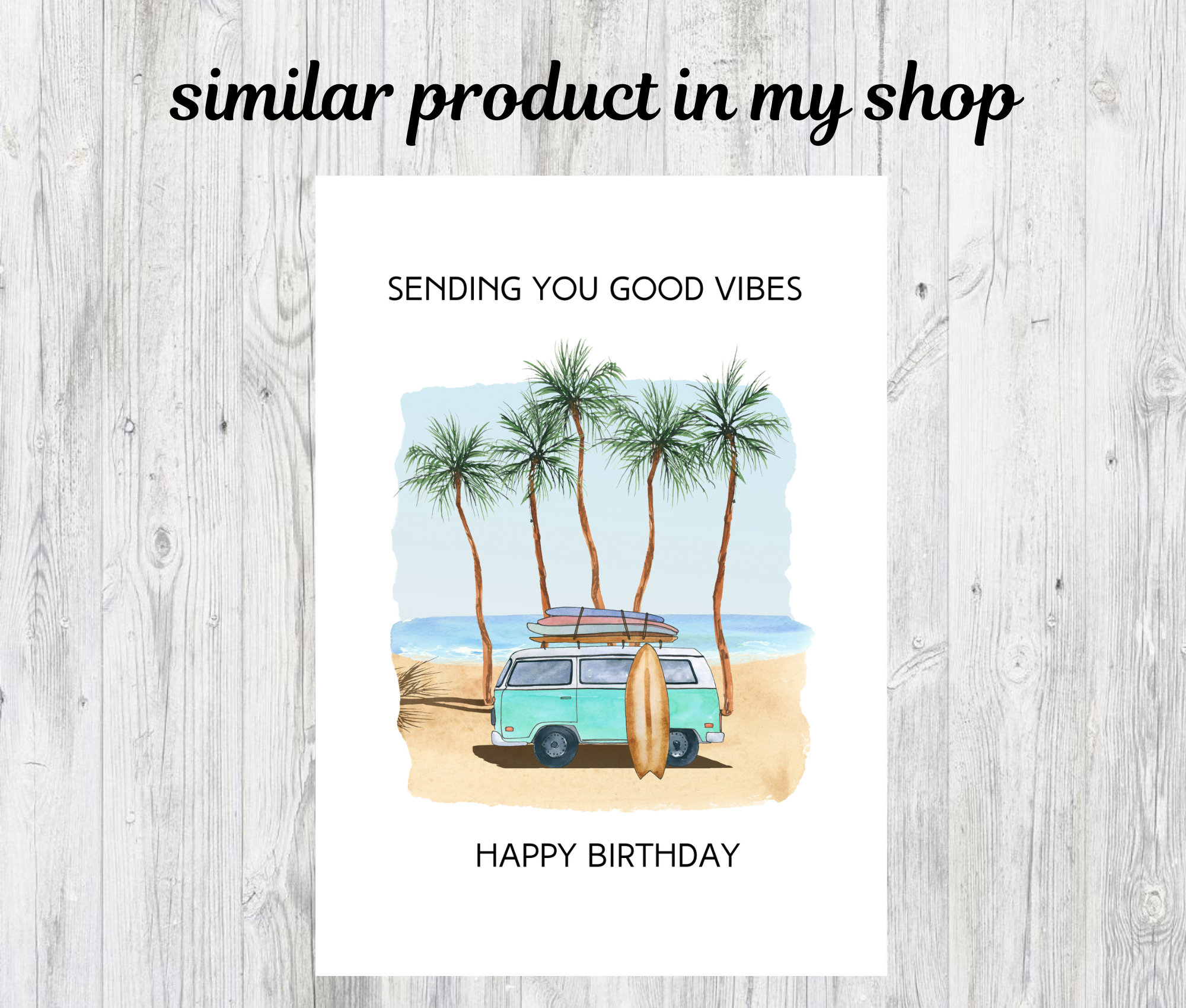 Beach Birthday Card | Happy Birthday Greeting | Watercolor Art ...