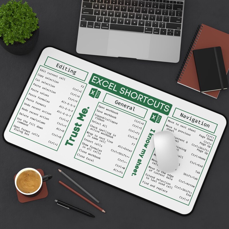Excel Cheat Sheet Desk Mat - Etsy