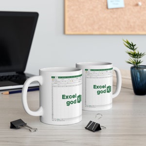 Excel God Funny Spreadsheet Mug, Office Coffee Mug, Funny Quote Mug ...