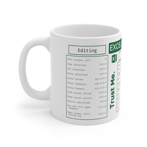 Excel Shortcuts Mug, Excel Cheat Sheet Mug, Excel Spreadsheet Mug ...