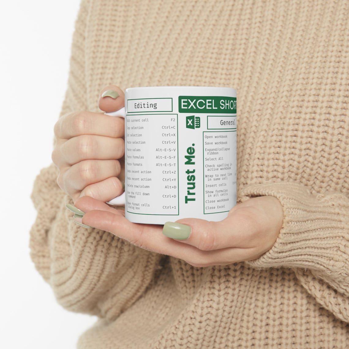 Excel Shortcuts Mug, Excel Cheat Sheet Mug, Excel Spreadsheet Mug ...