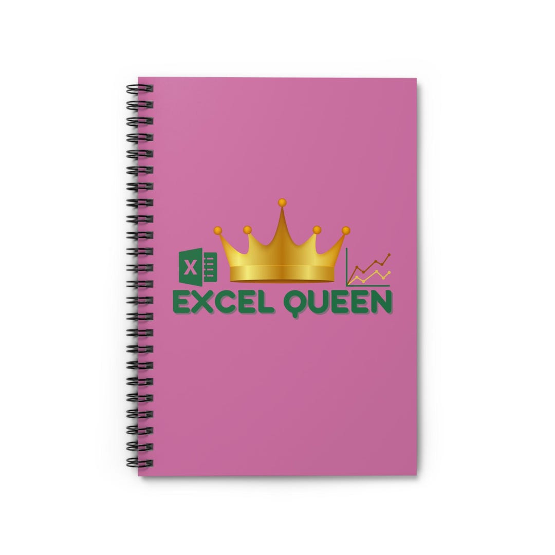Cute Excel Queen Notebook Pink, Spiral Notebook Ruled Line, Gift for ...