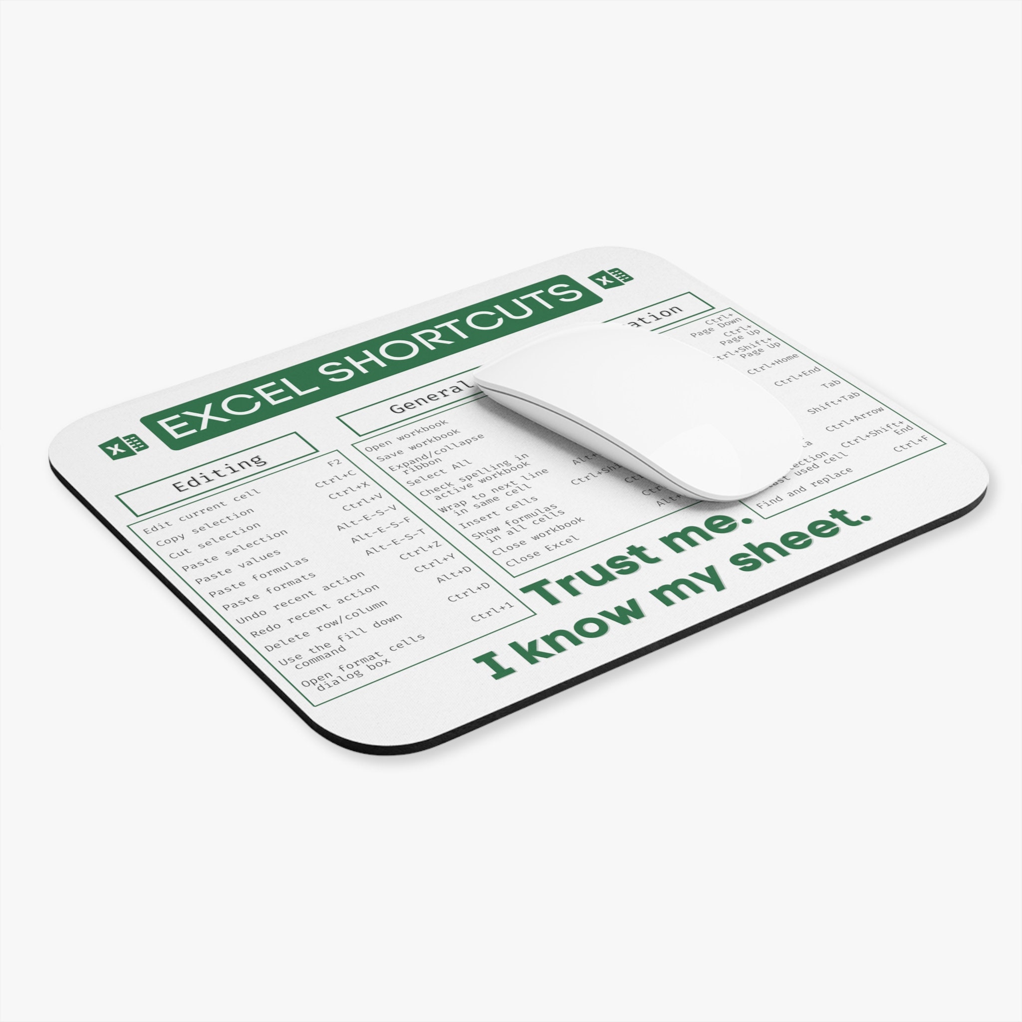 Excel Shortcuts Mousepad, Trust Me I Know My Sheet Mouse Pad ...