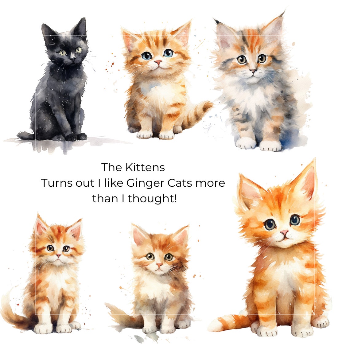 Watercolor Cats and Kittens Clipart PNG Transparent - Etsy