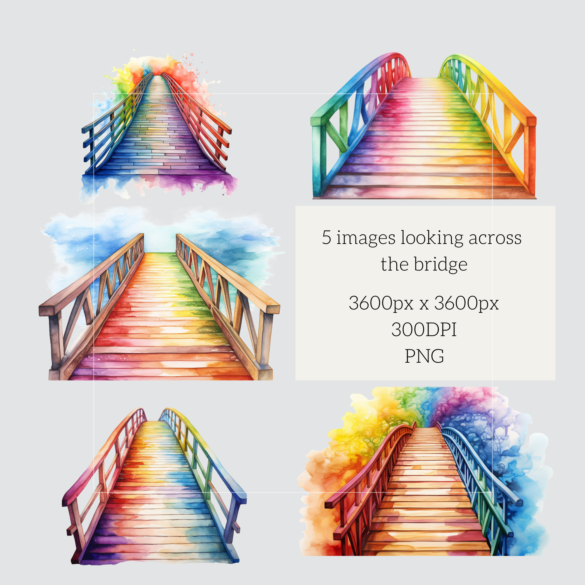 Watercolor Rainbow Bridges Clipart, Watercolor Clipart, Rainbow Bridge ...