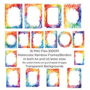 Watercolor Rainbow Frames, Rainbow Borders, Frames Clipart, Border ...