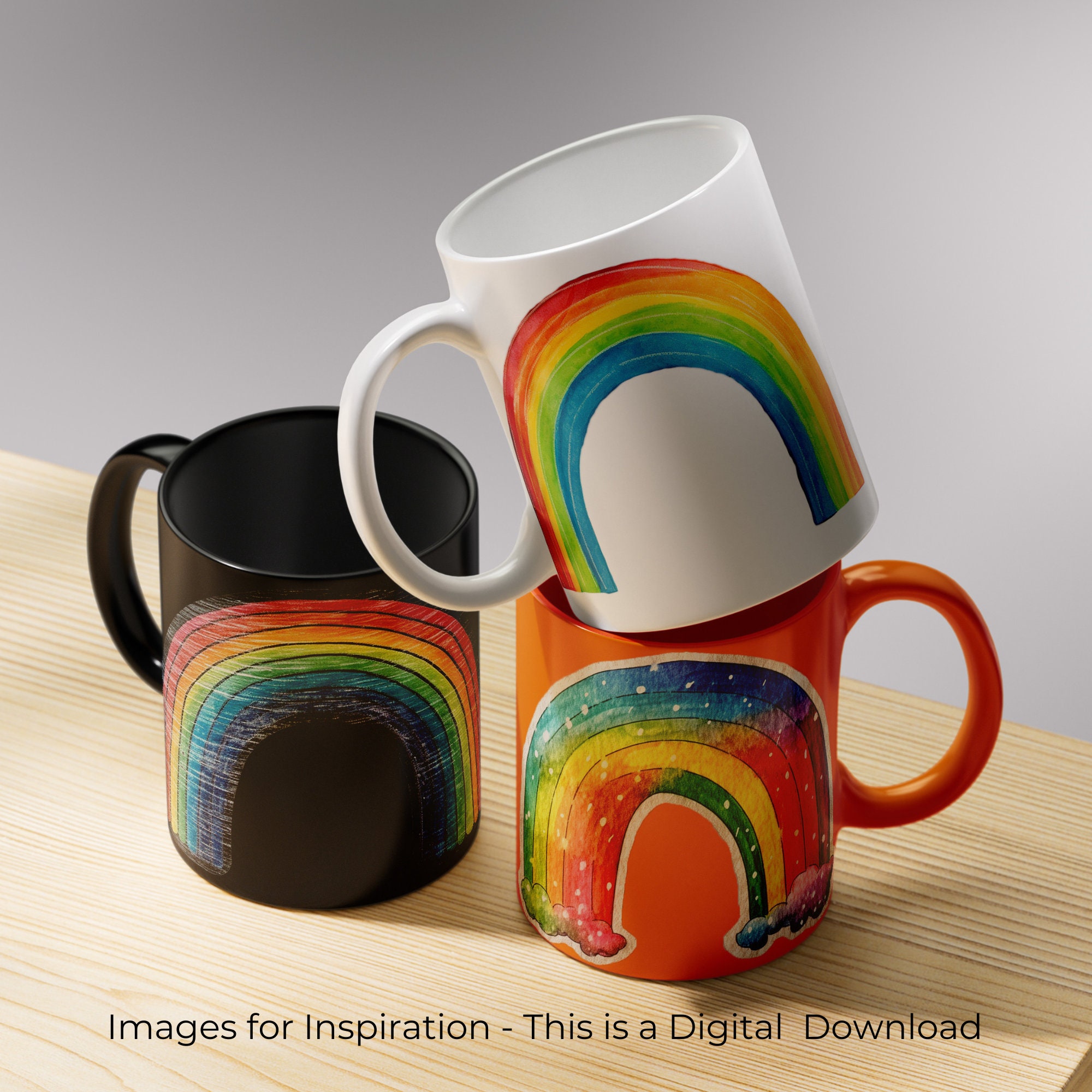 Illustrated Rainbow Clipart, Drawn Rainbows, Chalk, Crayon, Colored ...