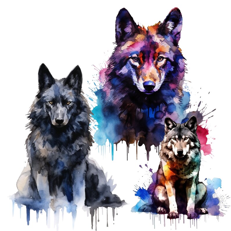 Alcohol Ink Wolves Clipart Transparent Background Wolf - Etsy