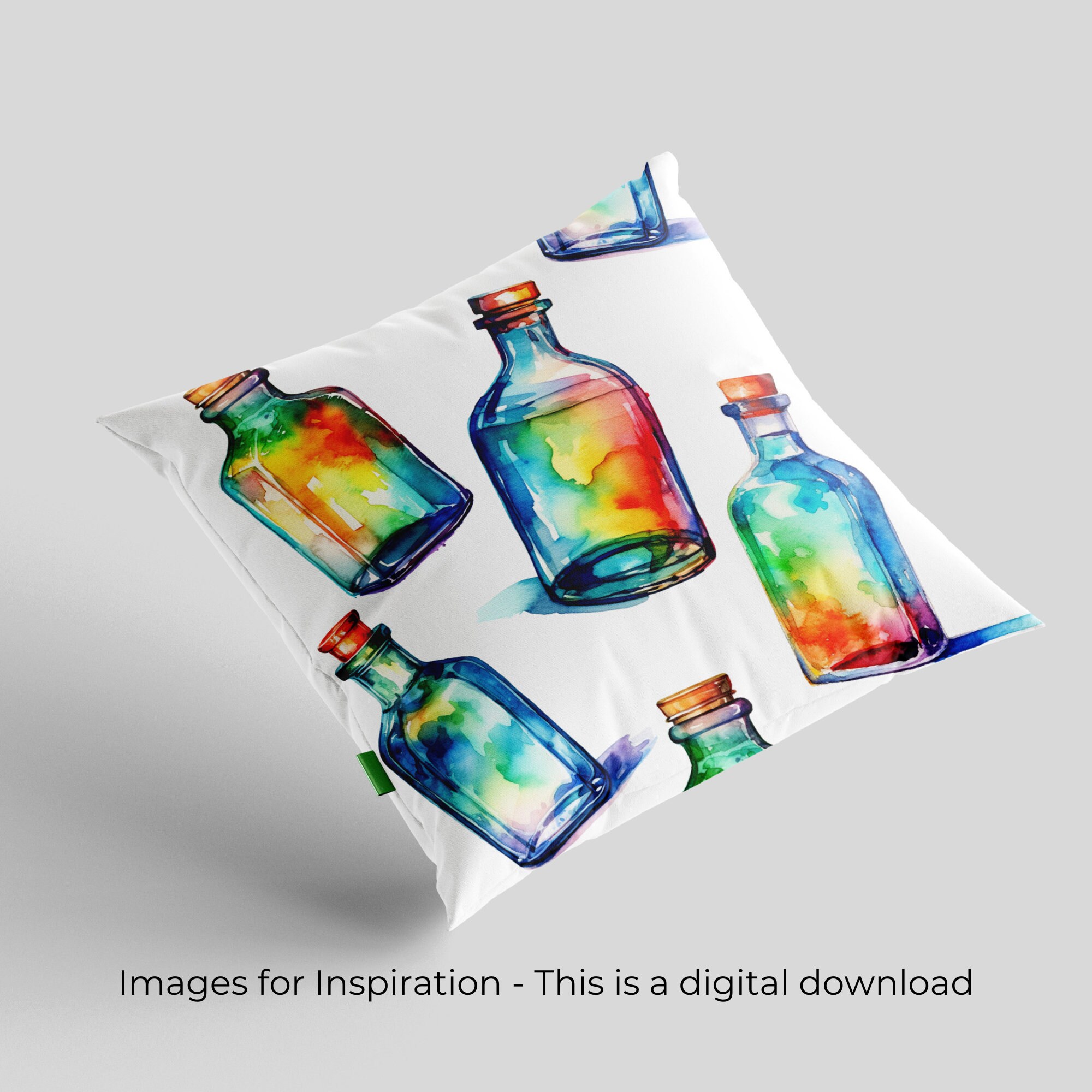 Watercolor Potion Bottles Clipart, Rainbow Bottles, Magic Clipart ...