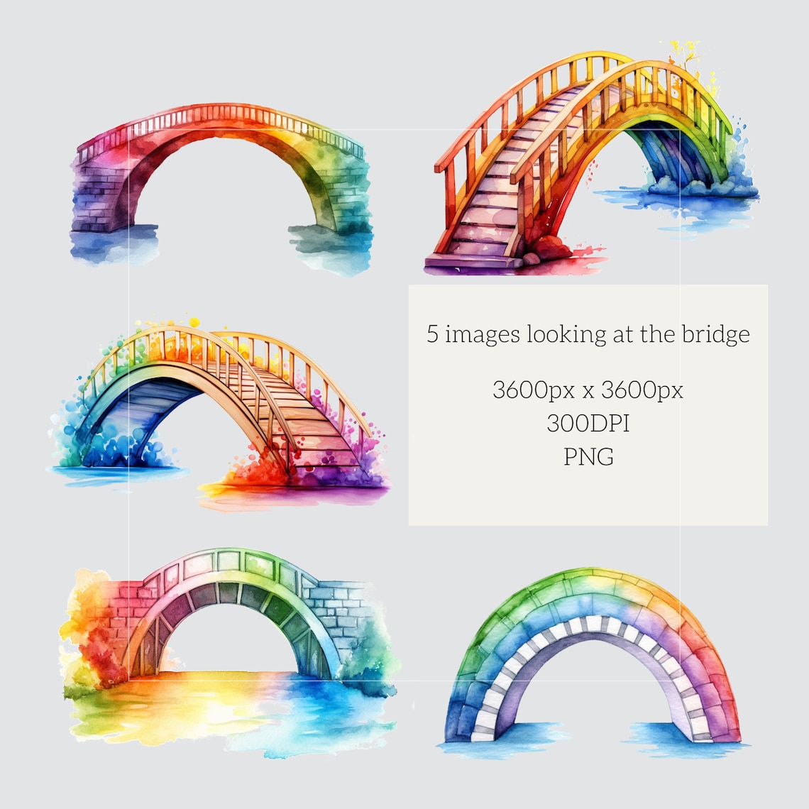 Watercolor Rainbow Bridges Clipart, Watercolor Clipart, Rainbow Bridge ...